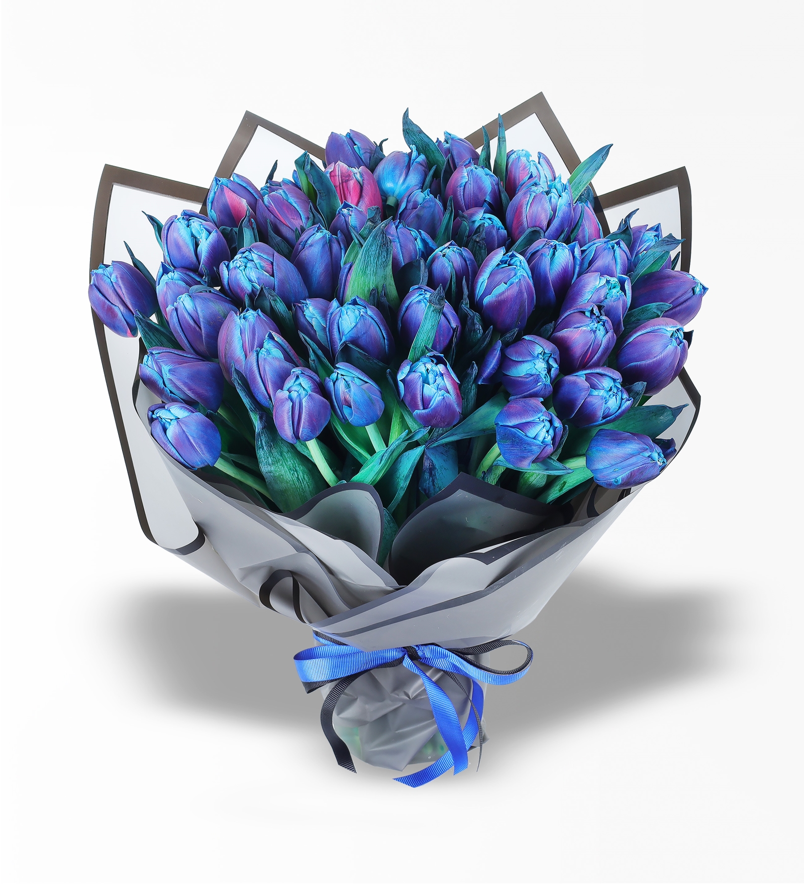 50 ADET MAVİ GALAXY LALE BUKETİ